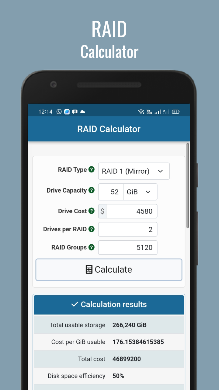 RAID Calculator - App on Amazon Appstore