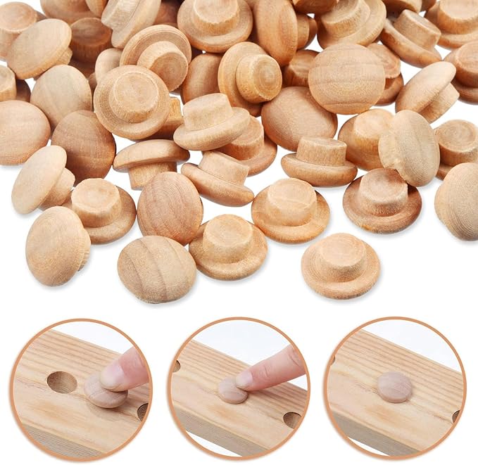 Amazon.com: 150pcs Wood Plugs,Button Plugs Screw Cap,Wooden Screw Hole ...
