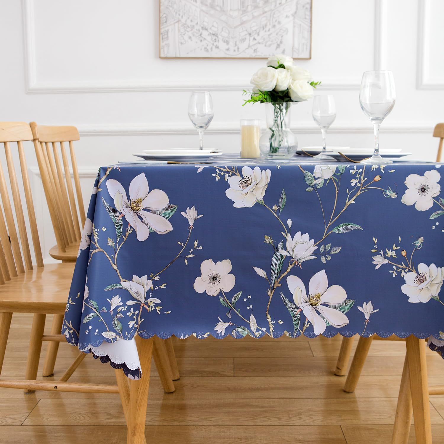 Mantel de vinilo pesado impermeable a prueba de aceite, PVC resistente a las manchas, de fácil ...