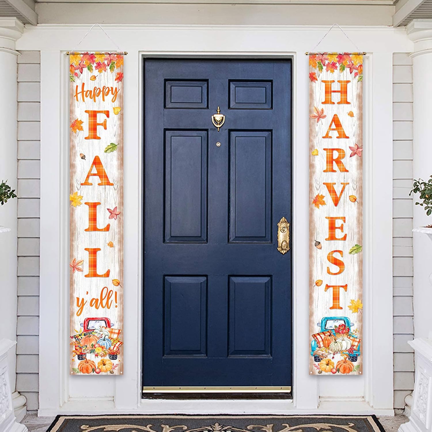 Amazon.com : Funnytree Autumn Happy Fall Harvest Yard Porch Sign Door ...