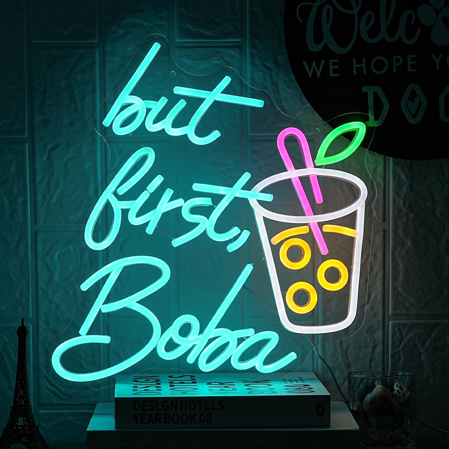 Amazon.com : But First Boba Neon Sign Bubble Tea with Cup Neon Sign for ...