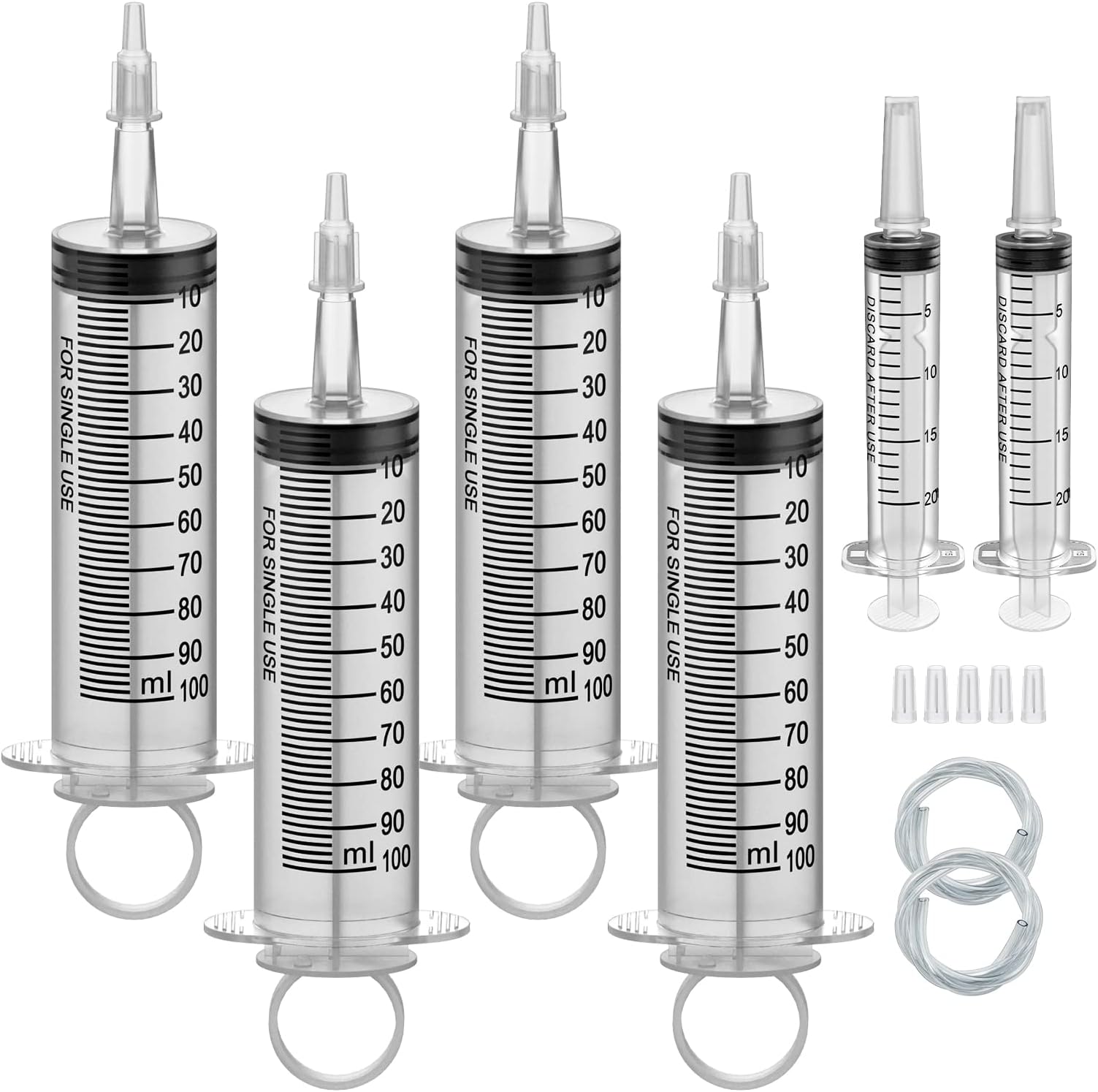 Amazon.com: 4 Pack 100ml Plastic Syringe Large Syringes Catheter Tip ...