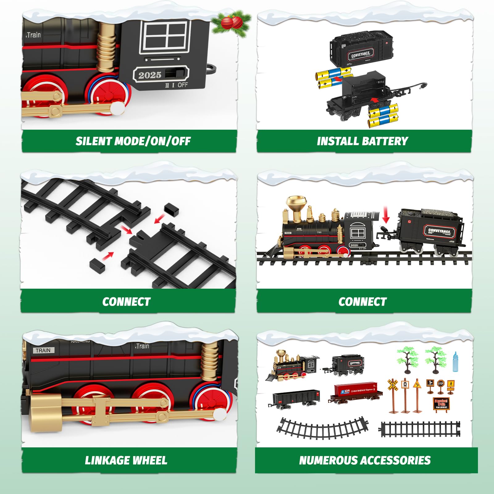 UNIH Train Set,Electric Train Toys with Steam Locomotive Engine,Cargo ...