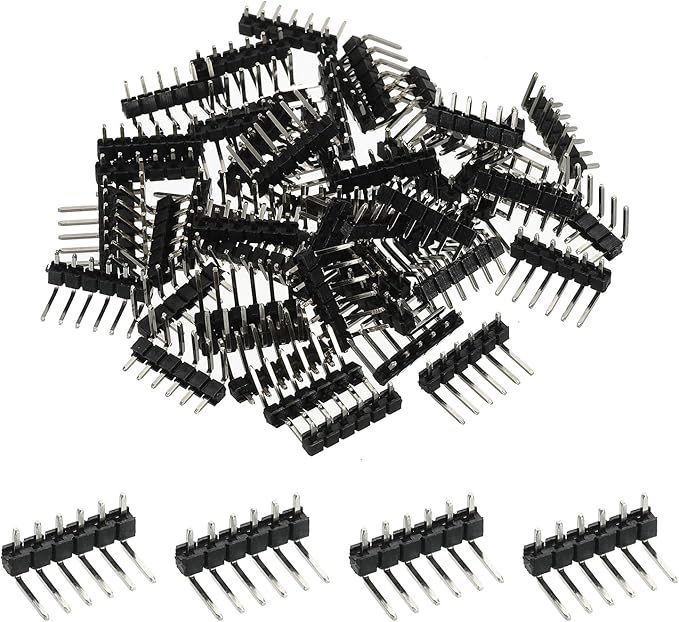 Amazon.com: PATIKIL Right Angle Pin Header DIP Single Row 6 Pin 2.54mm ...