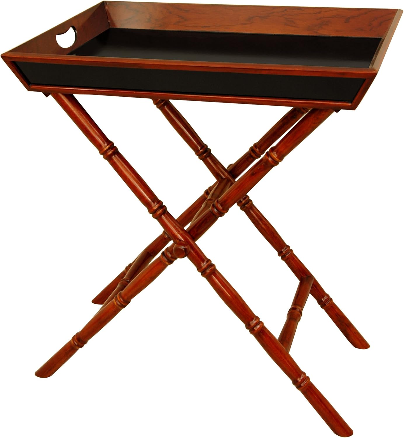 Amazon.com: Oriental Furniture Bamboo Style Tea Tray with Trestle Stand ...