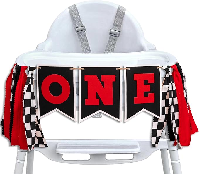 Amazon.com: ZAIBIANHAO Race Car One High Chair Banner - Fast One Racing ...