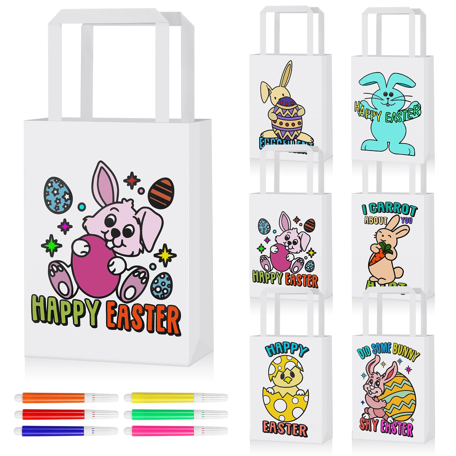 Amazon.com: Dispowreath 30 Pcs Easter Paper Coloring Bags with Handle ...