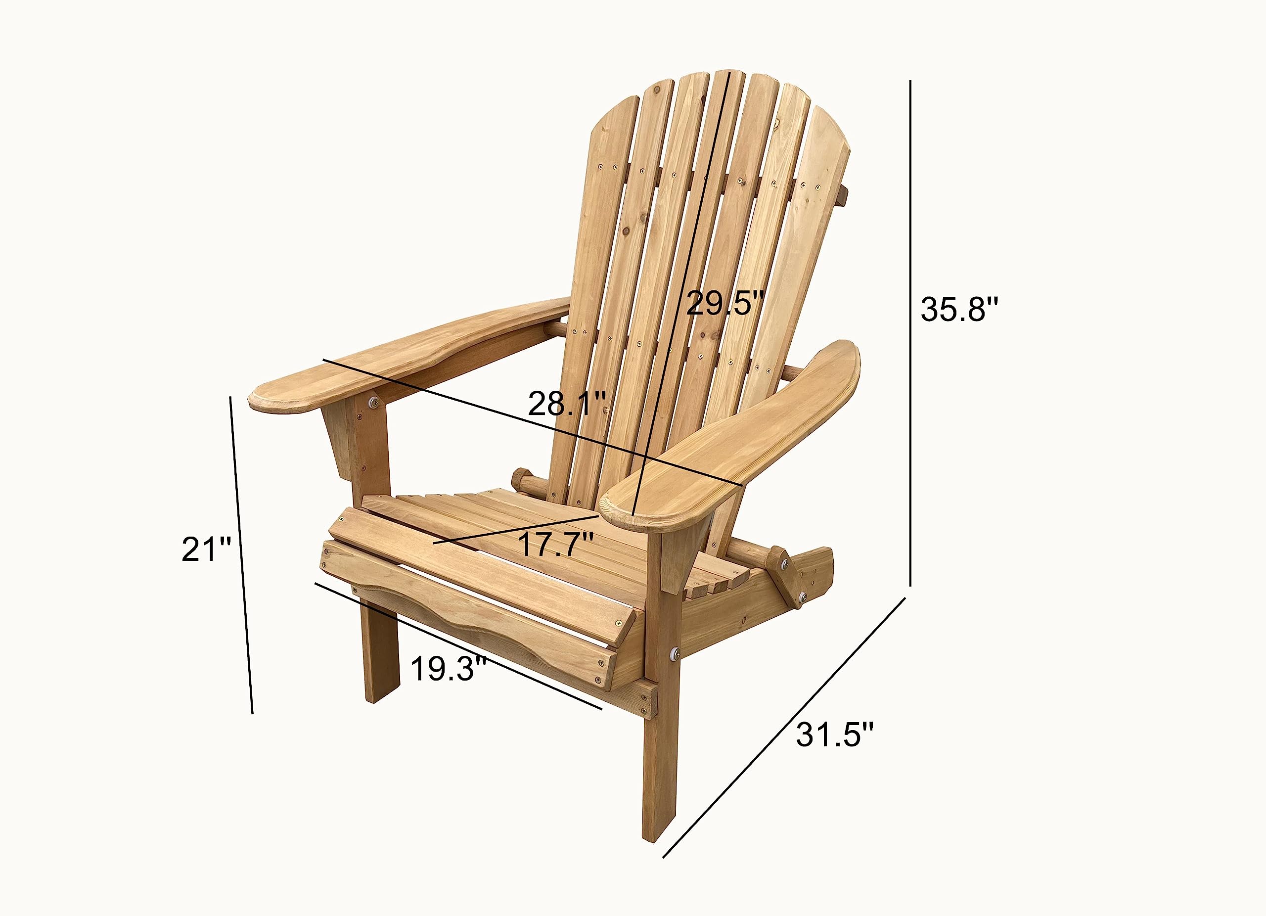 BTEXPERT Outdoor Wooden Folding Adirondack Chair Assembled Backrest ...