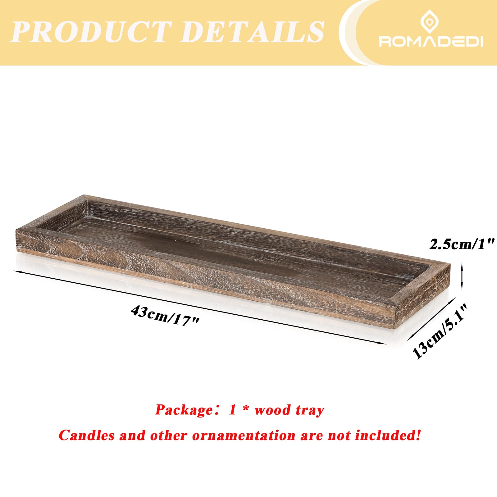 Snapklik.com : Romadedi Rustic Decorative Wood Candle Tray - 17 Wooden ...