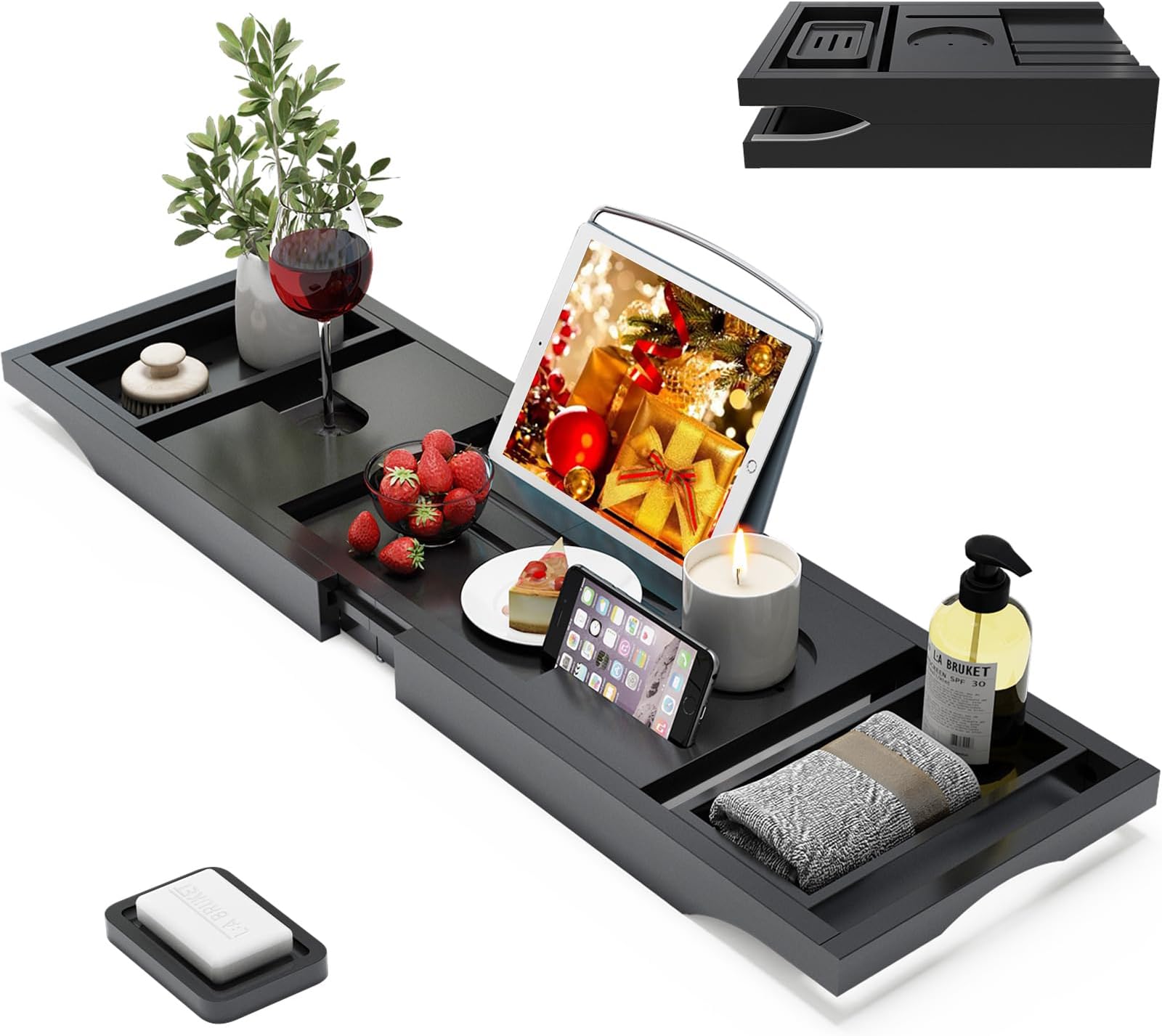 Amazon.com: Premium Bathtub Tray Caddy - Expandable Bath Caddy Tray ...