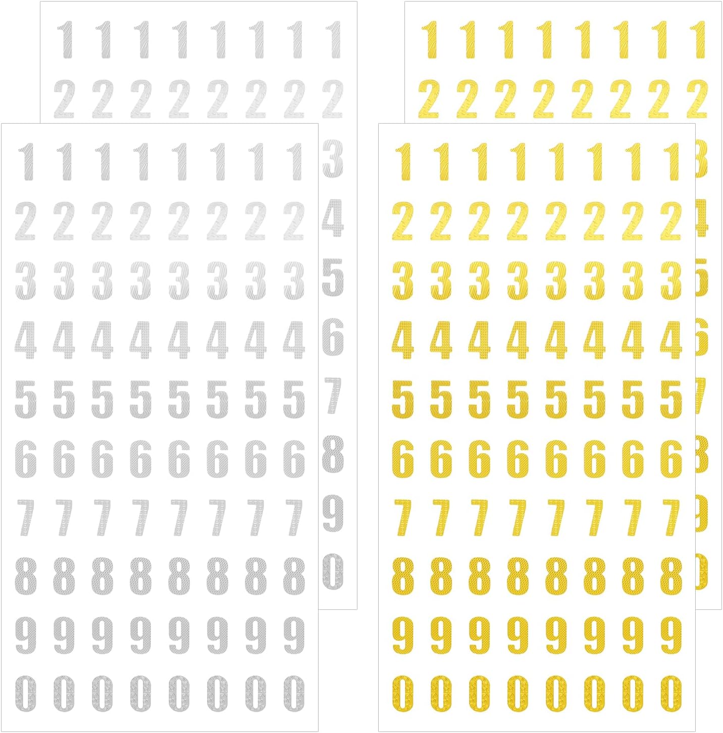 Amazon.com: 4 Sheets Glitter Number Stickers Gold and Silver 0-9 Number ...
