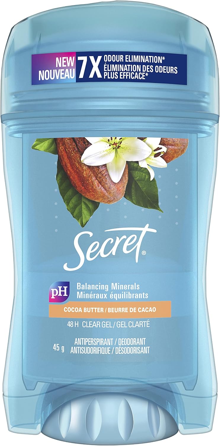 Secret Clear Gel Antiperspirant and Deodorant, Cocoa Butter Scent, 45 ...