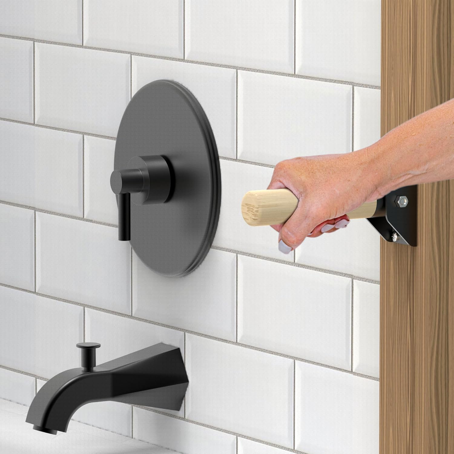 Amazon.com: AquaChase Jamb Mount Flip up Bamboo Grab Bar for Stability ...