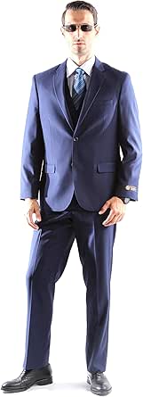 Caravelli Men's Single Breasted 2 Button Extra Fine Slim Fit Dress Suit ...