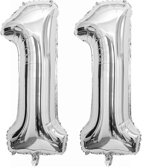 Amazon.com: Silver 11 Number Balloons, 40 Inch Giant Number 11 Balloons ...