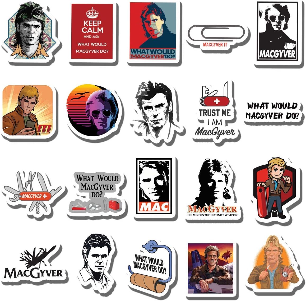 Amazon.com: 20 PCS Stickers Pack Macgyver Aesthetic Vinyl Colorful ...