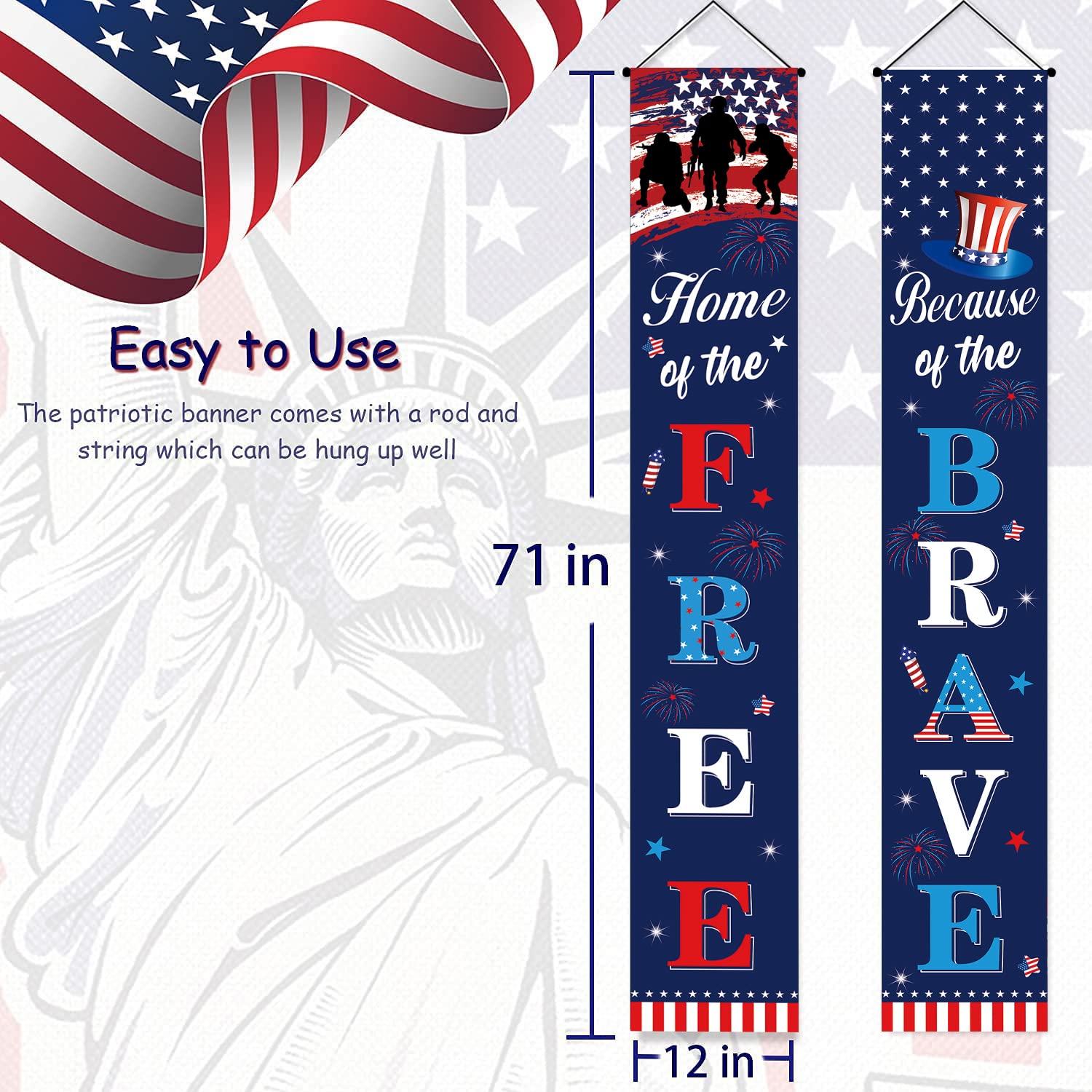 Snapklik.com : American Flag Patriotic Soldier Porch Sign Banners- HOME ...