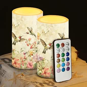 Amazon.com: Uorisanigo Floral Hummingbird Flameless Candles with Remote ...