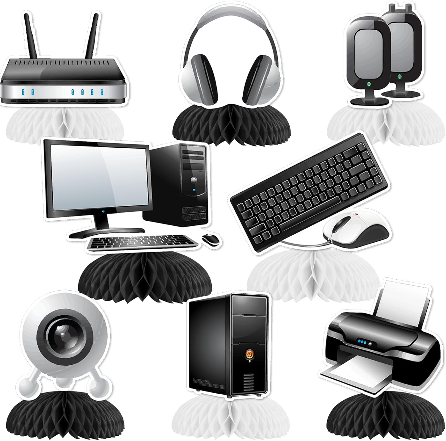 Amazon.com: SHADOAMP Computer Themed Honeycomb Centerpiece, Computer ...