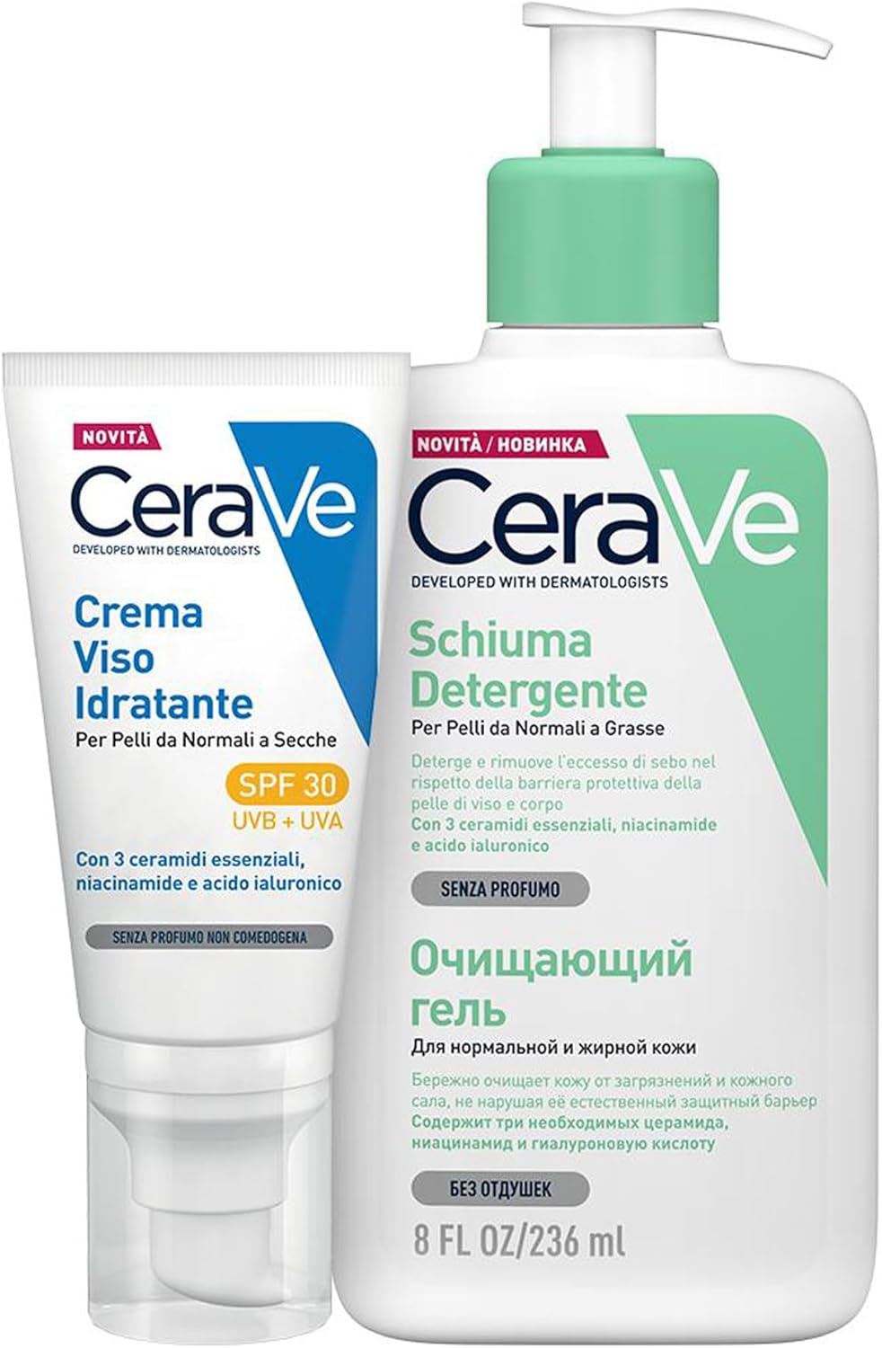 CeraVe Kit Skincare Pelle Mista, Schiuma Detergente Seboregolatrice ...