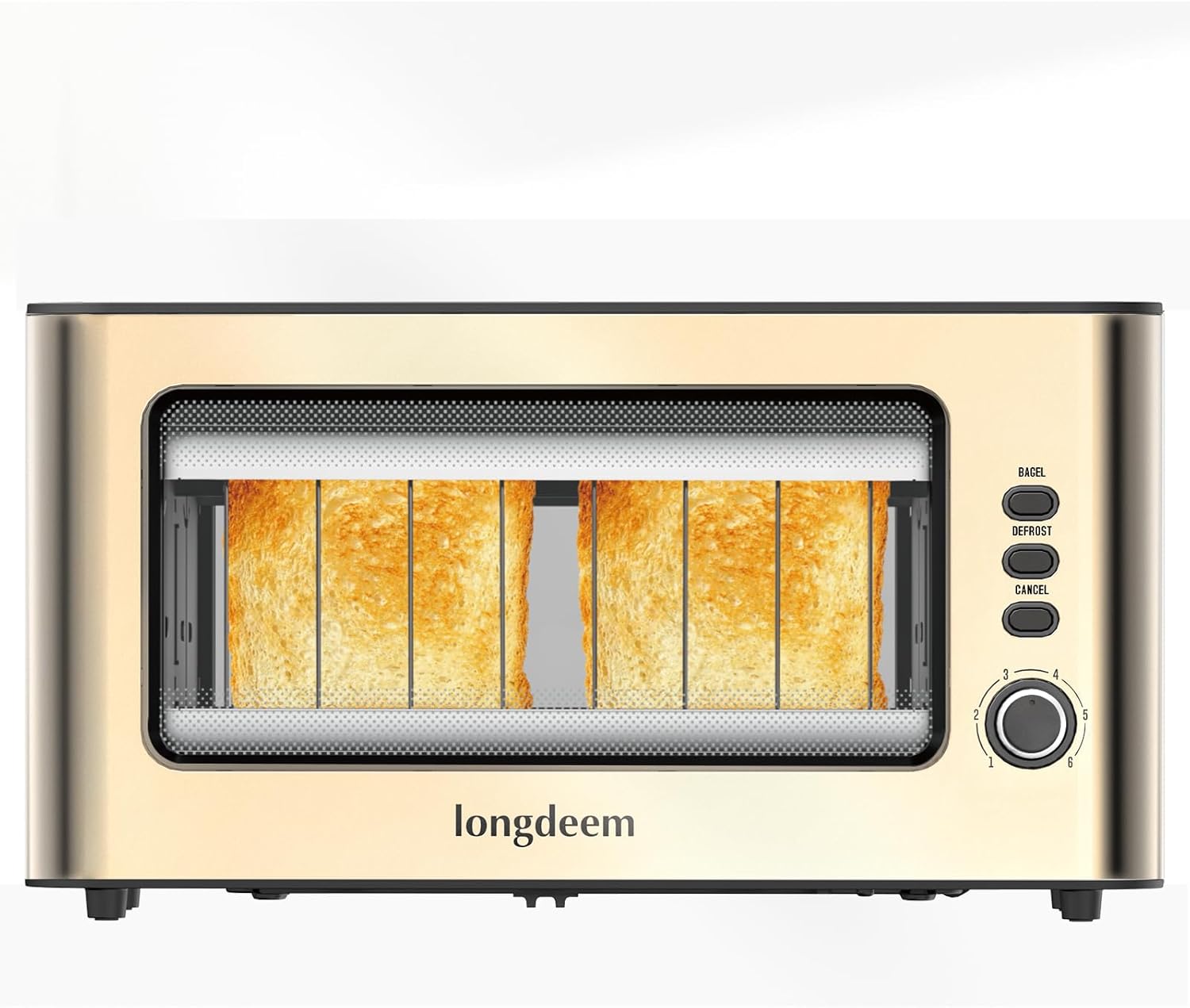 Clear View Toaster, LONGDEEM 1.75'' Extra Wide Slot Glass Toasters ...