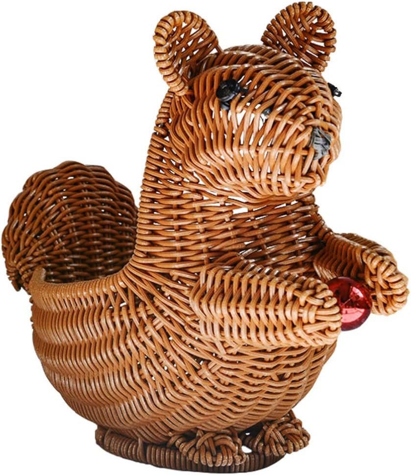 Amazon.com: EXCEART Squirrel Shape Woven Storage Basket with Lid ...