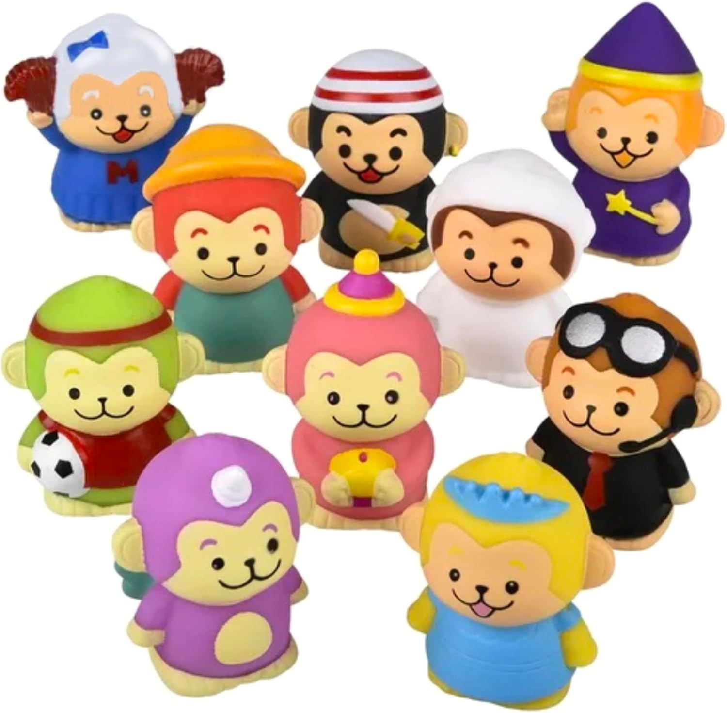 Amazon.com: Ten (10) 2" Rubber Bath Toys Animals with Costumes (Monkeys ...