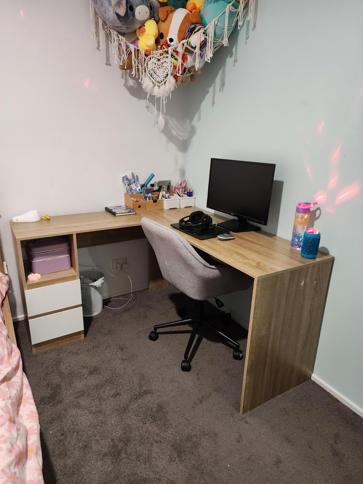 Artiss Computer Desk 136cm Particle Board Desktop Oak White Office ...