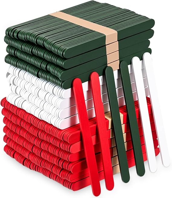 Amazon.com: Maasechs 600 Pcs Colored Craft Sticks 4.5 Inch Wooden Ice ...