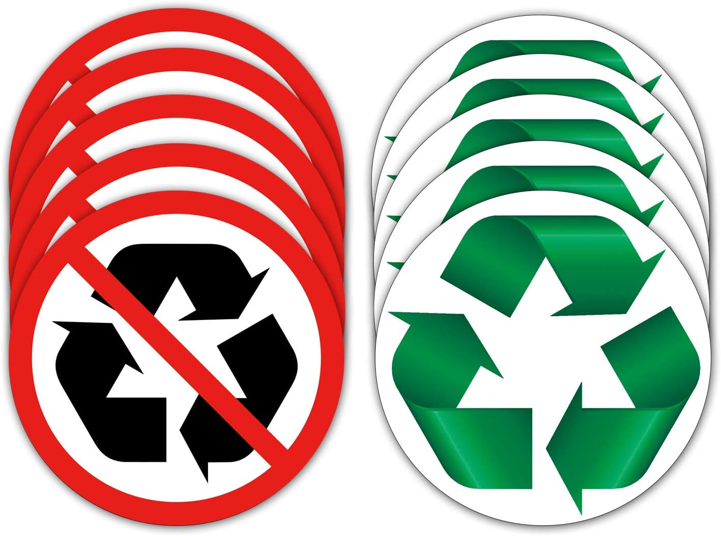 ICObuty Recycle and non Recycle Symbol Sticker 5+5 Pack Self Adhesive ...