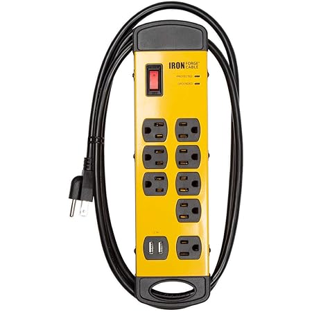 Amazon.com: 8 Outlet Heavy Duty Surge Protector Power Strip with 2 USB ...