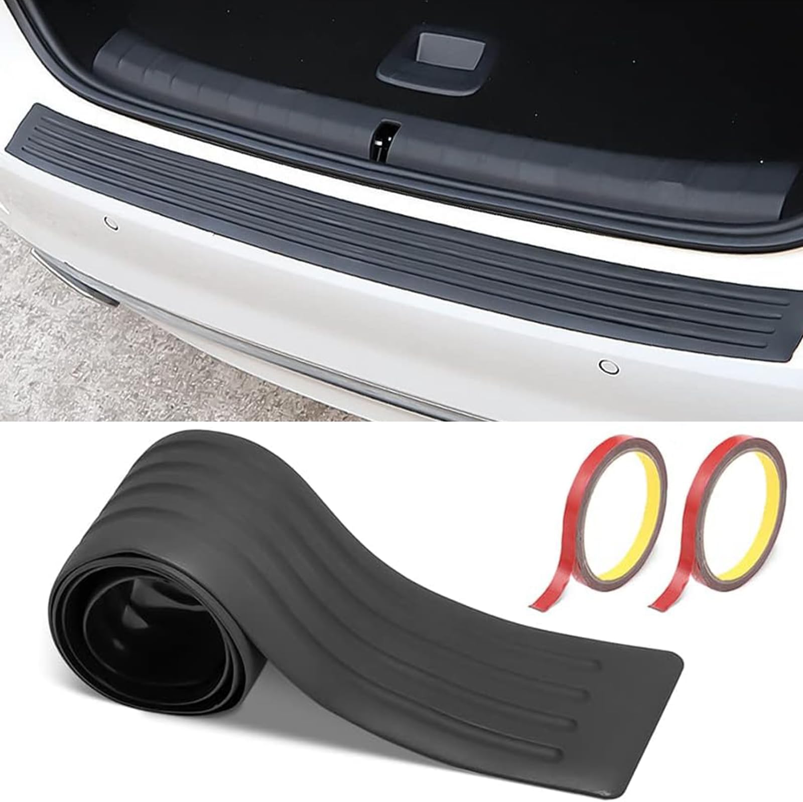 PANYI Car Rear Bumper Protector, Universal, 104cm x 9cm, Black Rubber ...