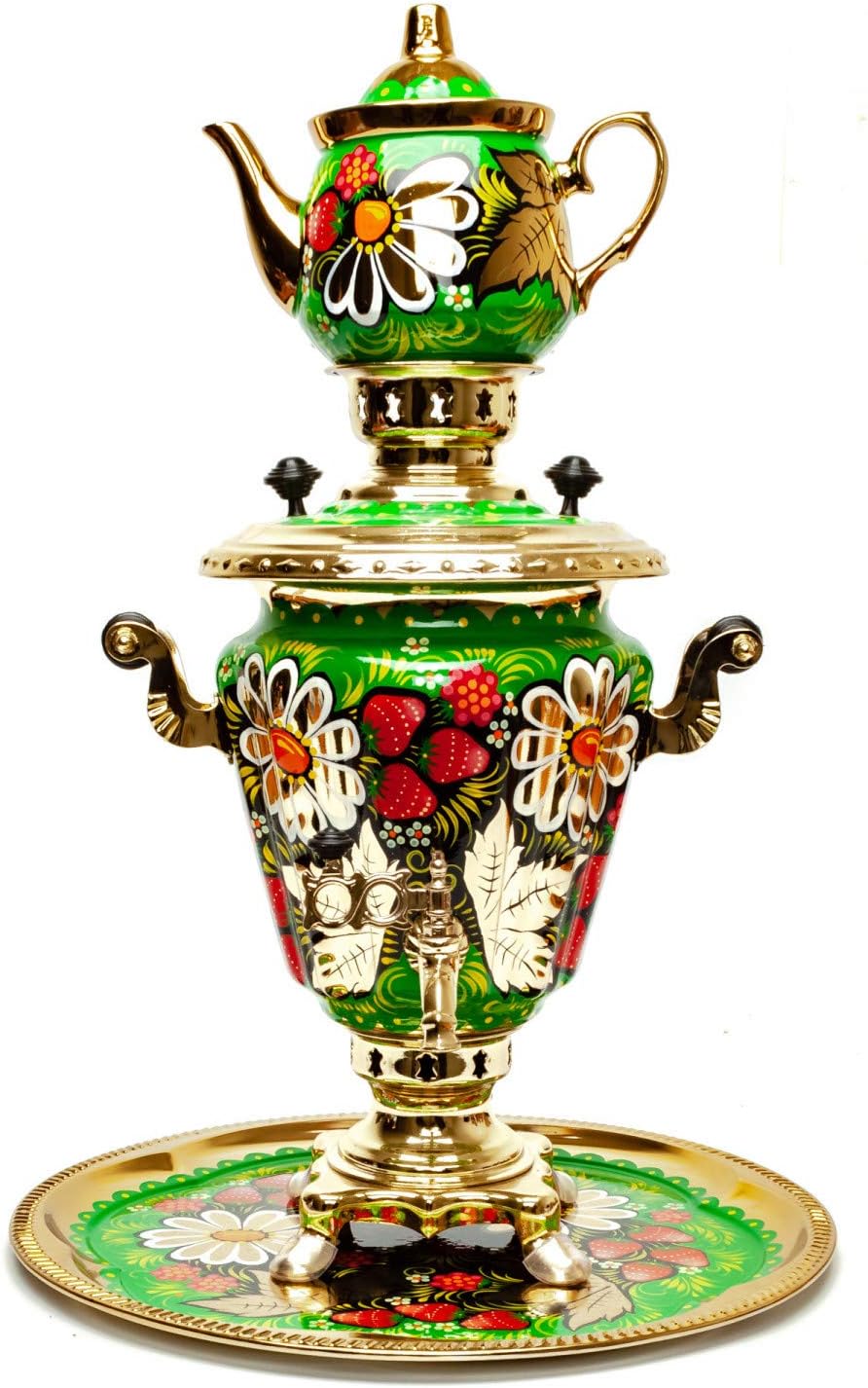 Daisies Hand Painted Electric Samovar Kettle with Teapot and Tray ...