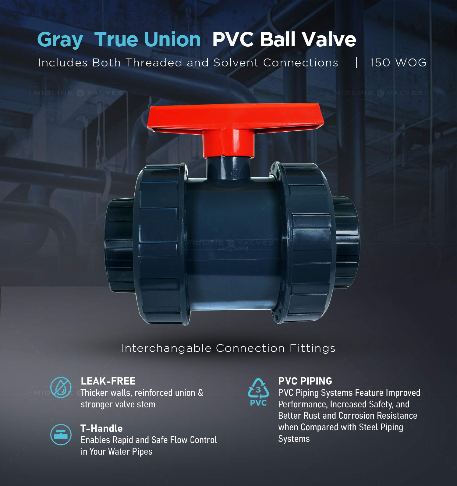 Snapklik.com : Midline Valve Heavy Duty PVC True Union Ball Valve Pink ...