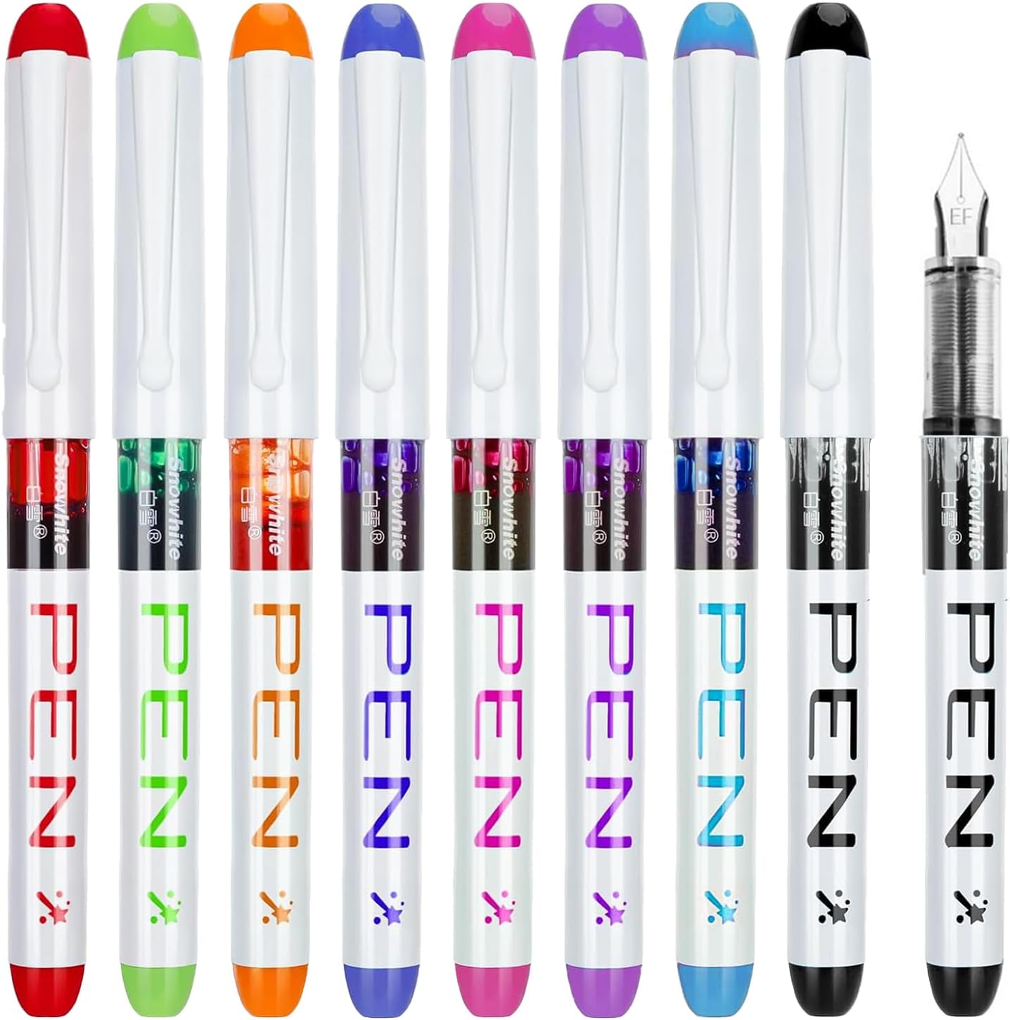 Fountain Pens for Writing 9 Colored Disposable Fountain Pens EF Nib ...