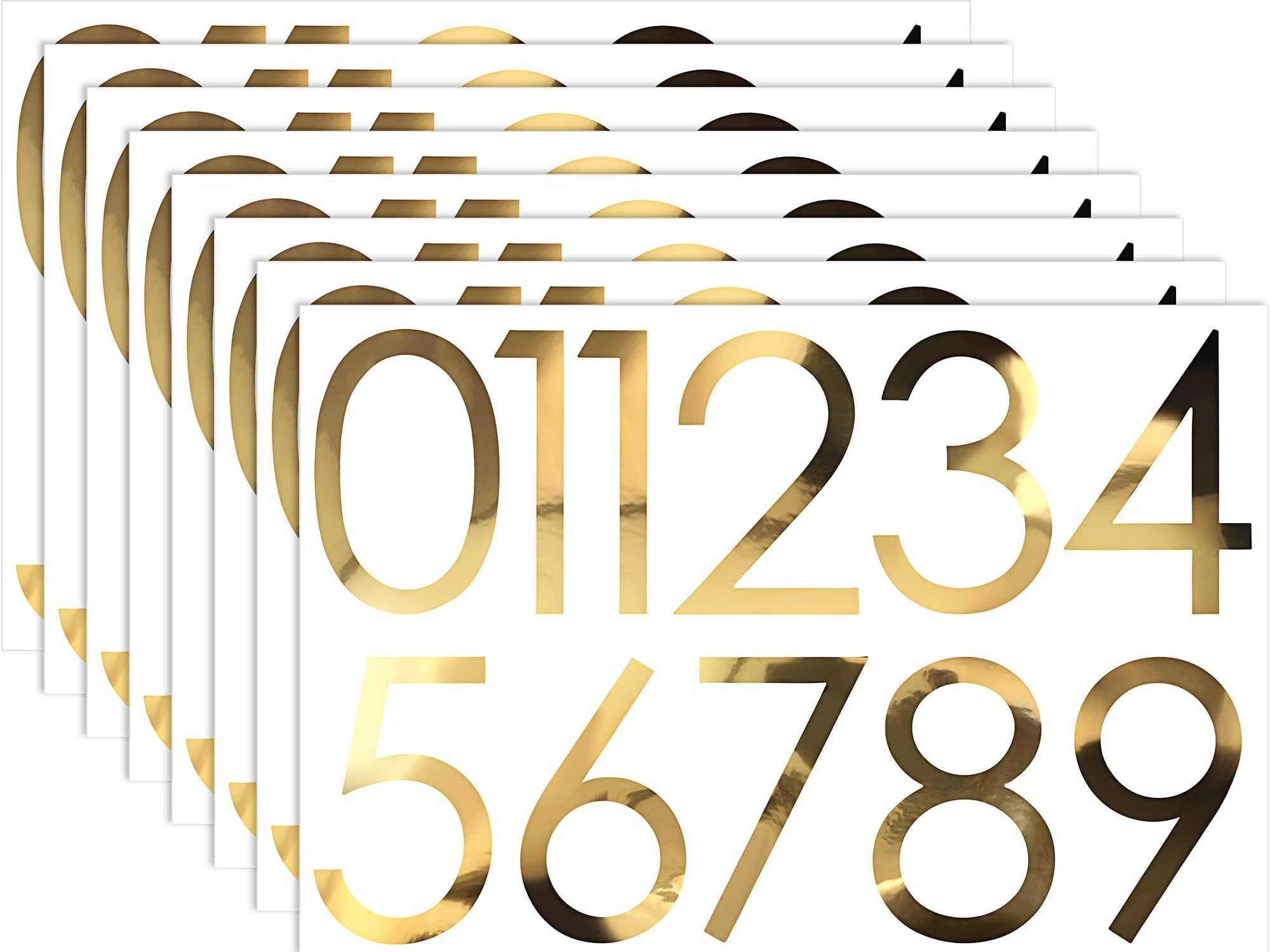 Amazon.com: durony 12 Sheets 2 Inches Gold Mailbox Number Stickers ...