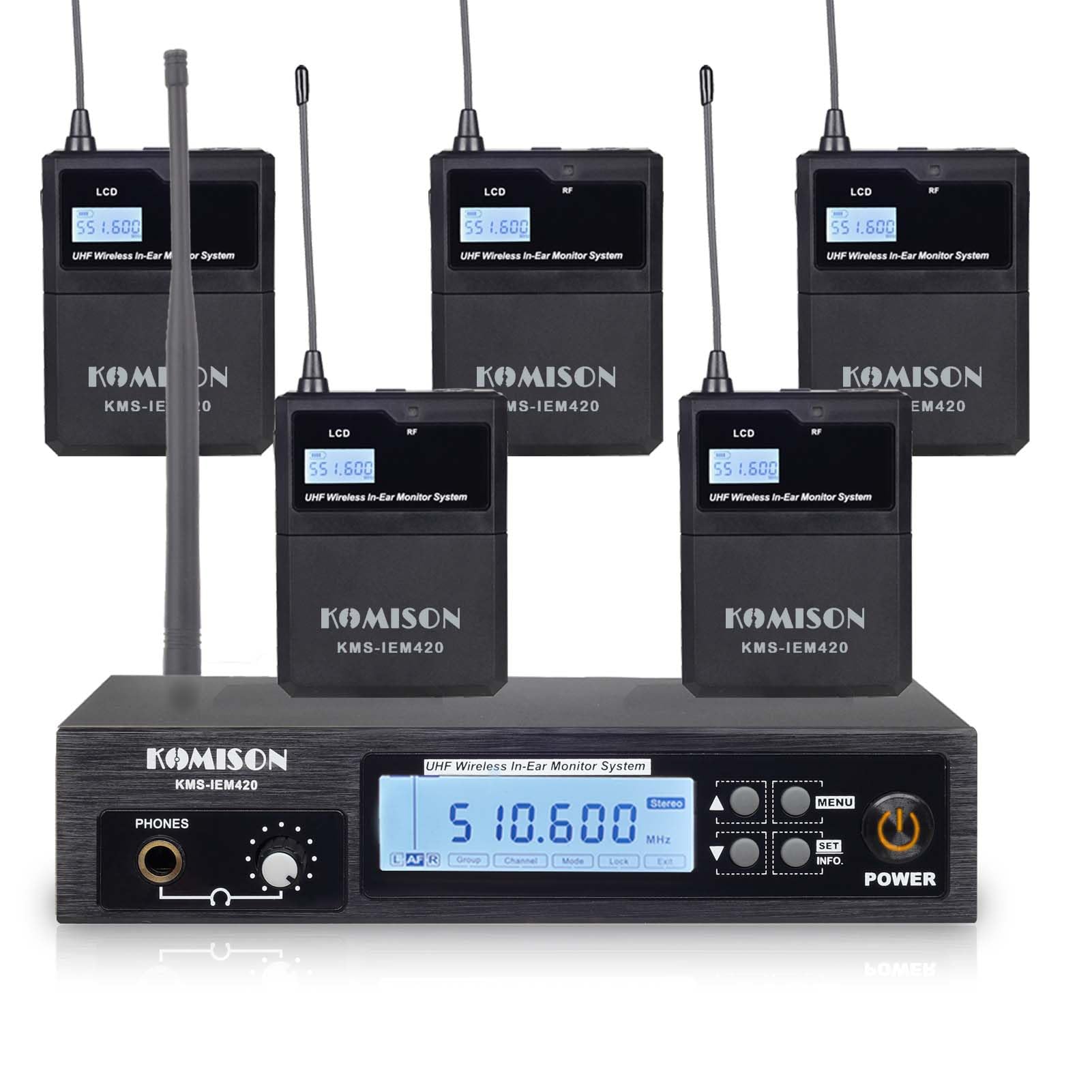 Amazon.com: KOMISON Mono Wireless in Ear Monitor System, IEM System (5 ...