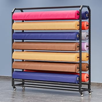 Amazon.com: Commercial Fabric Roll Storage Rack with Adjustable Hanging ...