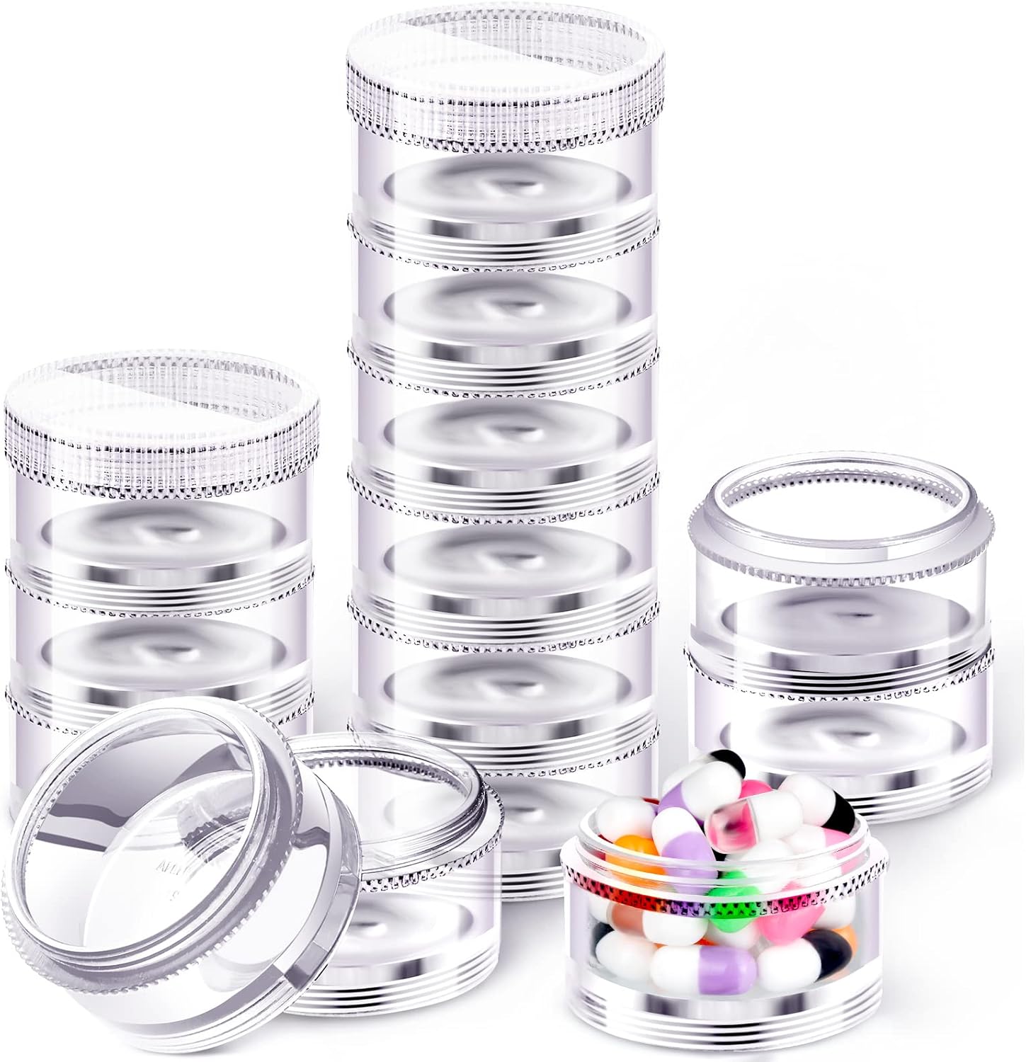 Amazon.com: Sieral 2 Pack 7 Day Stackable Pill Organizers Round Pill ...