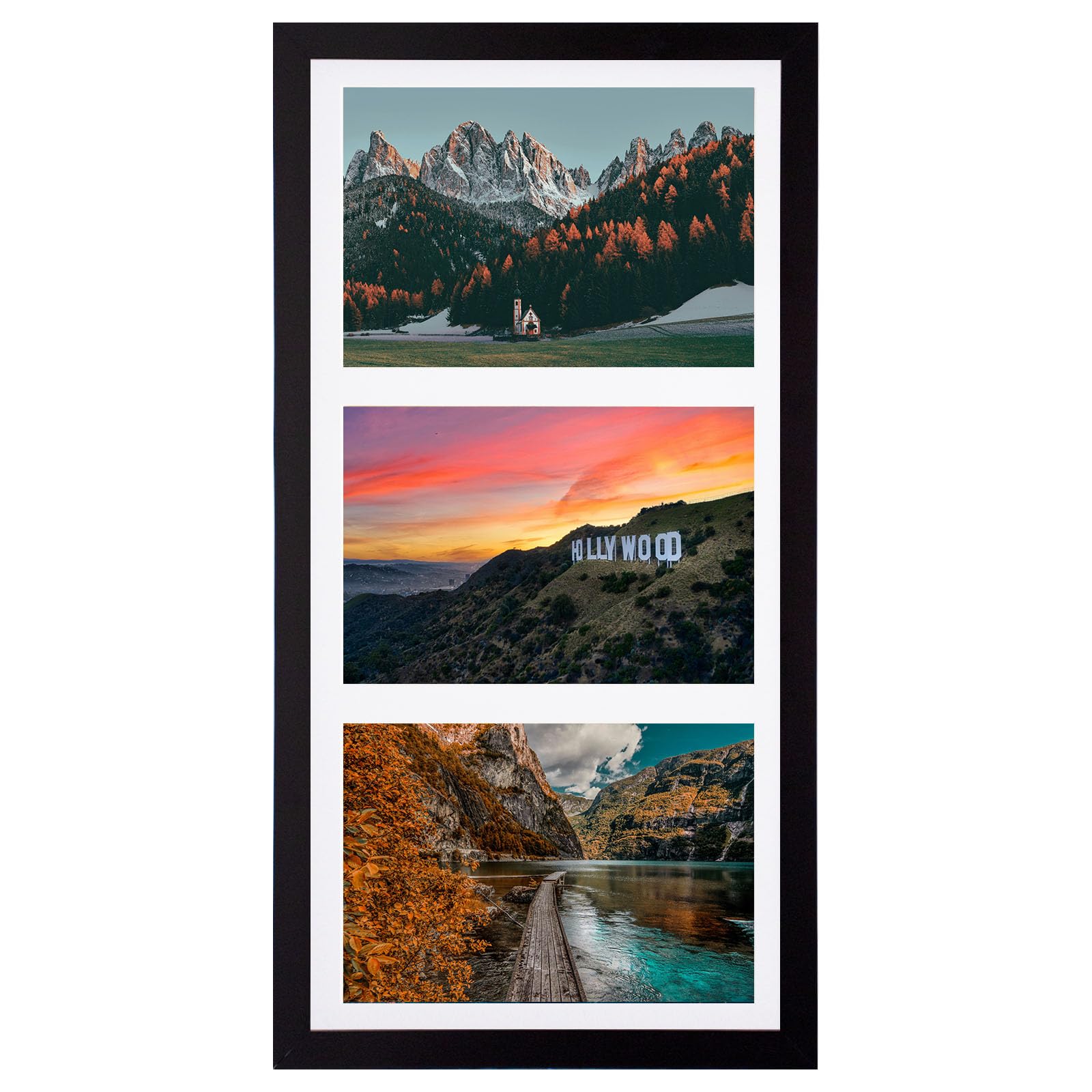 Amazon.com: YYTRABAJO 3 Picture Frame Black Display 5x7 Triple Mat 8x16 ...