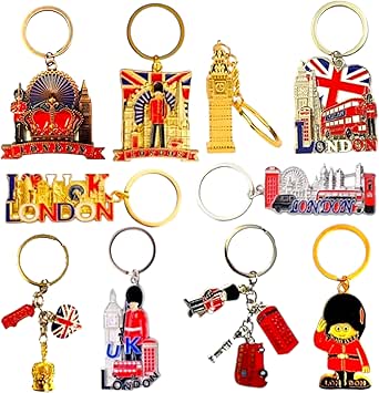 Bells Box 10 London Keyrings, England British Souvenir Key Chain, Union ...