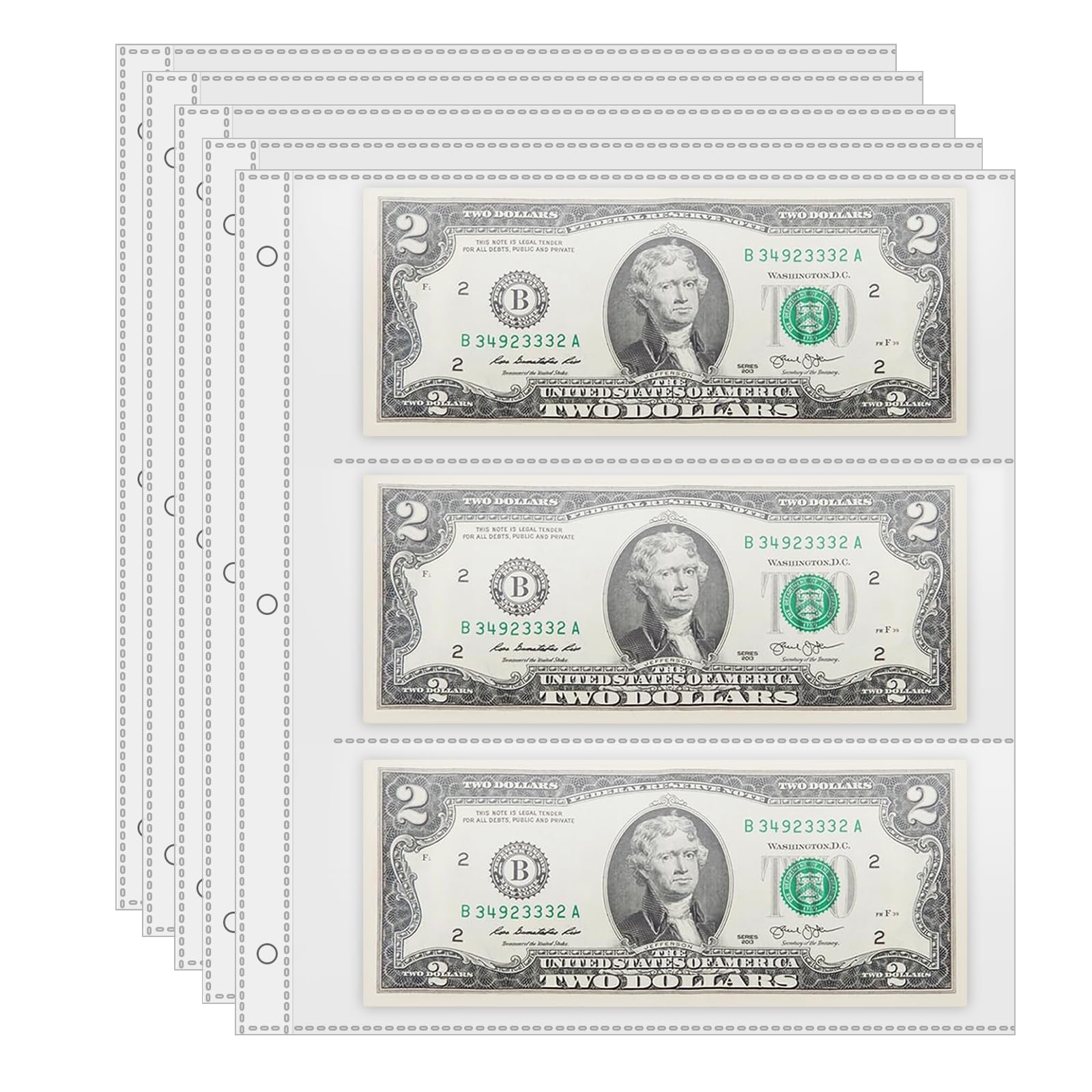 Amazon.com : CollectHall 50 Pack Currency Sleeves, 3-Pocket Banknote ...
