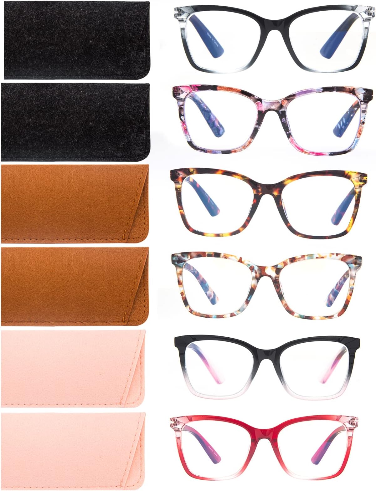 Amazon.com: Areyeth 2 Pair Oversized Square Trendy Reading Glasses for ...