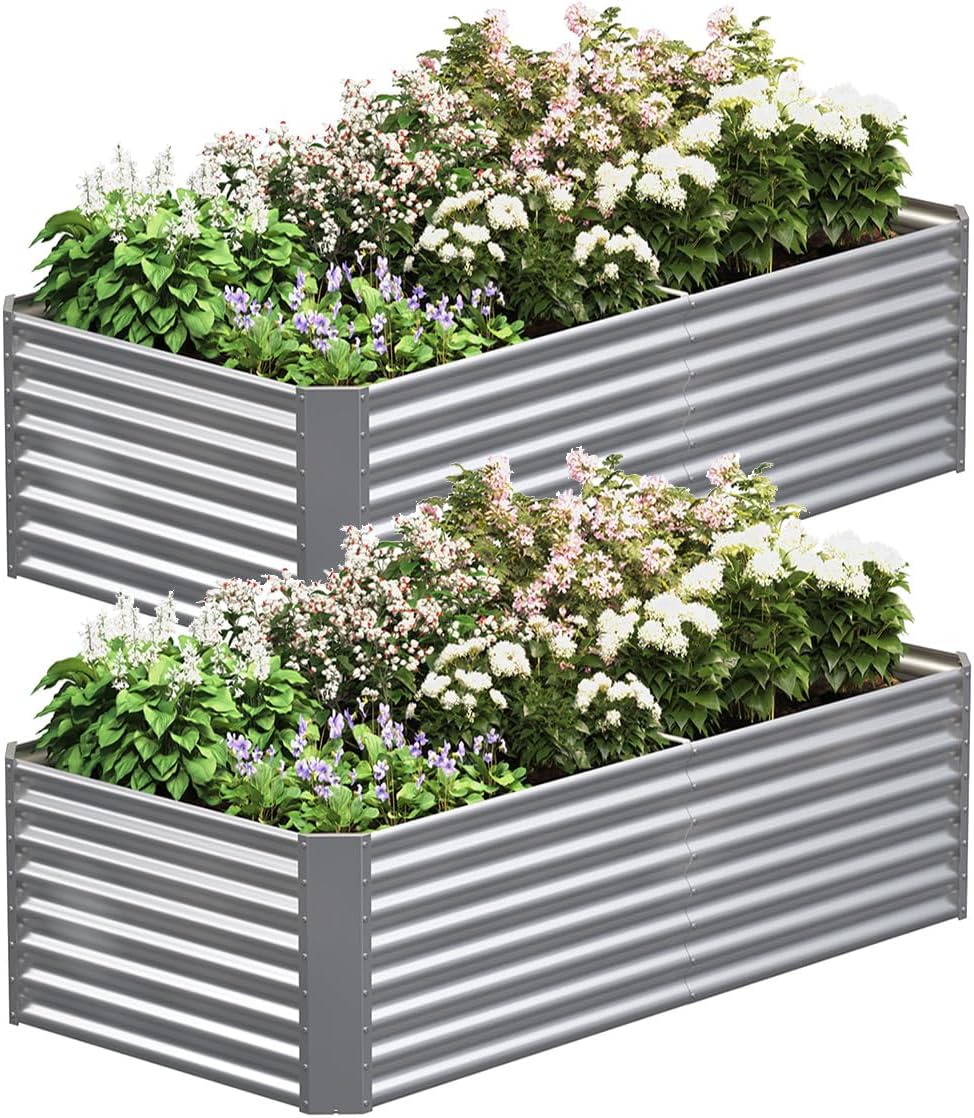 Amazon.com: Mostmahes 2 Pack Galvanized Raised Garden Bed Outdoor ...