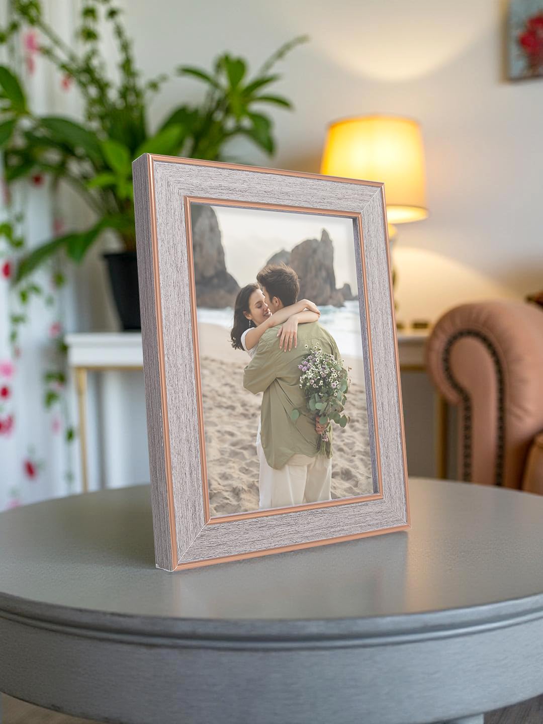 GOLDEN PEACOCK 5x7 Inch Dark Wooden texture & Gold Table Top Photo ...