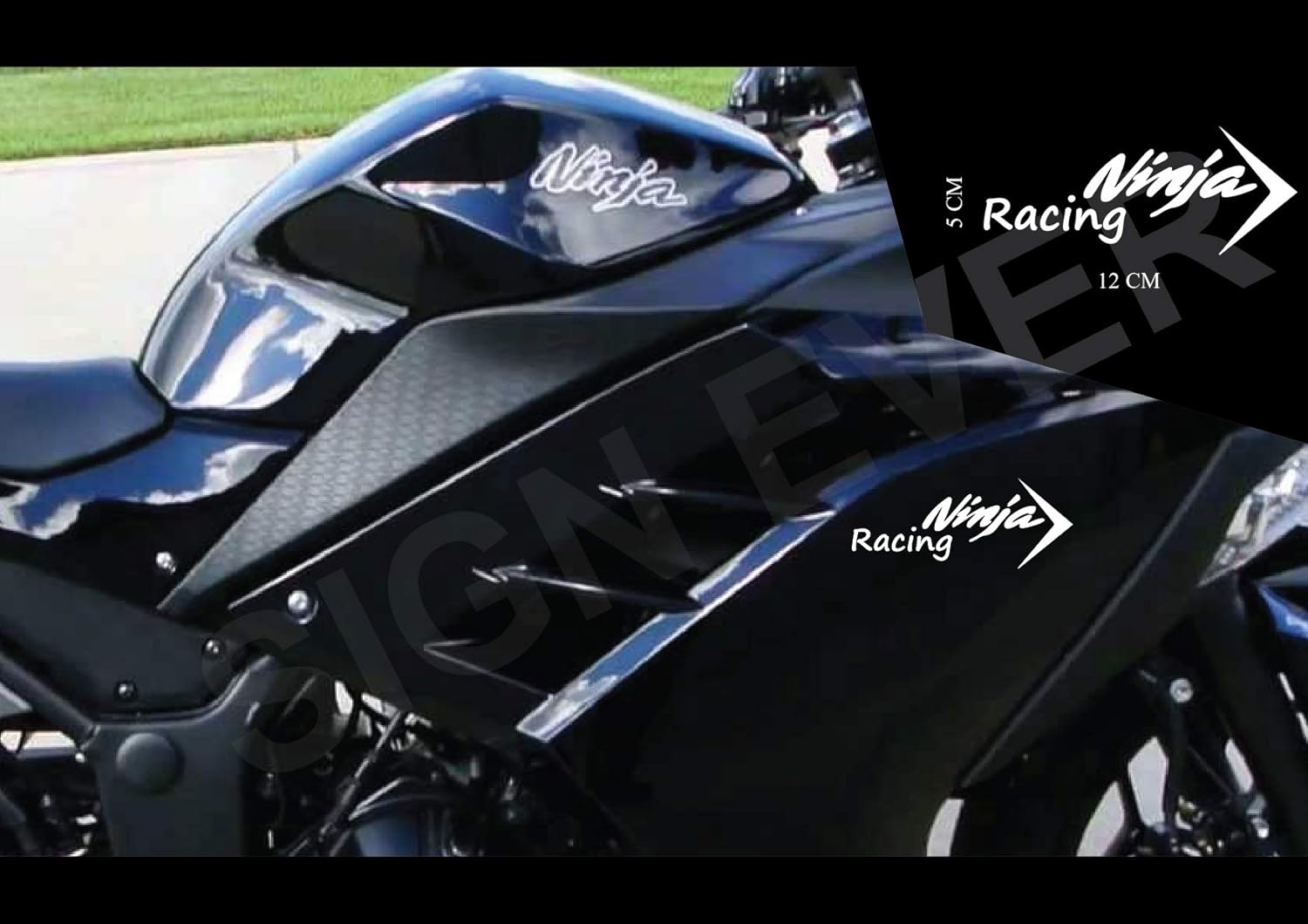 SIGN EVER Ninja Racing Logo Kawasaki Bike Stickers Graphics for Sides ...