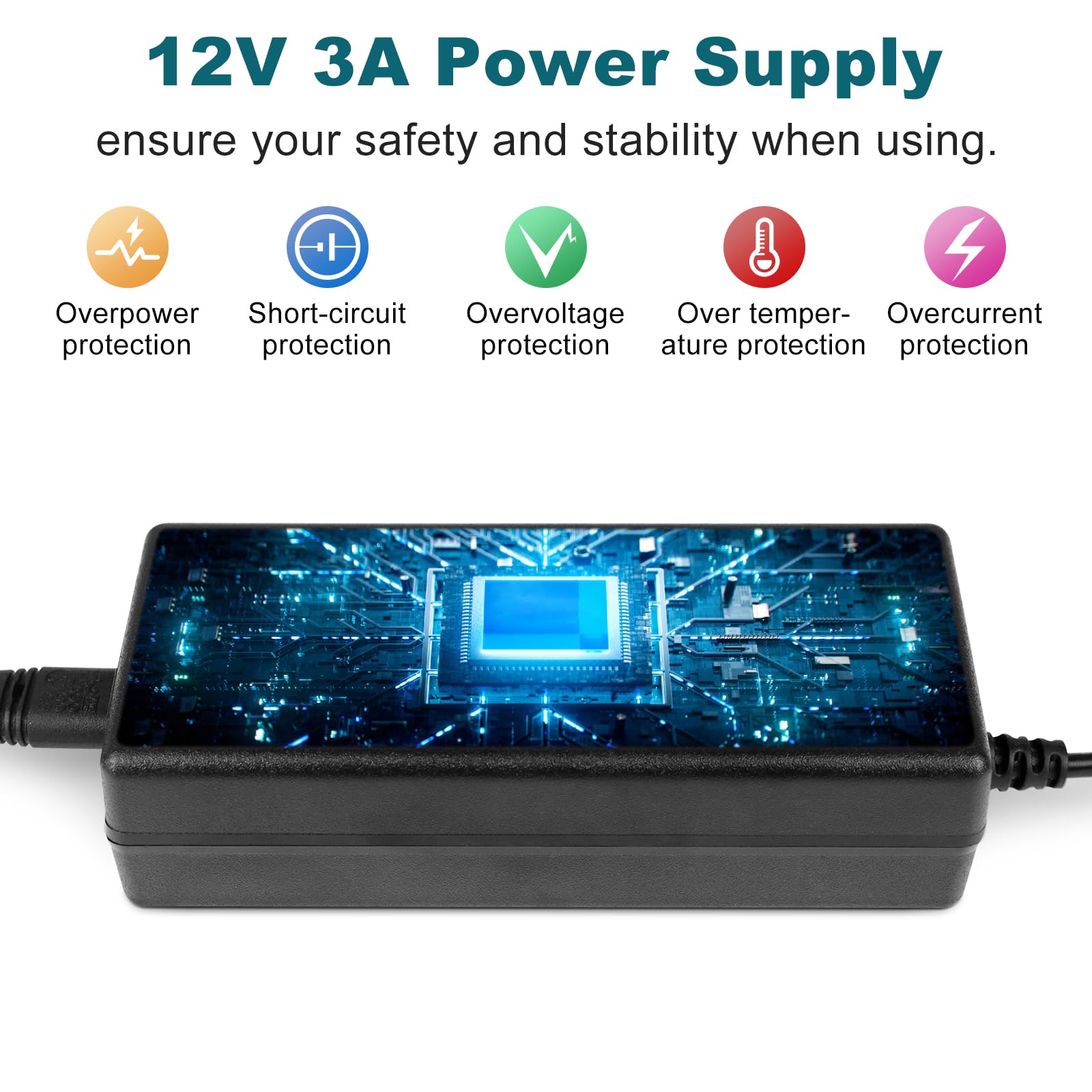 Snapklik.com : 12V Power Supply, DC 3A 36W 12 Volt LED Power Supplis ...
