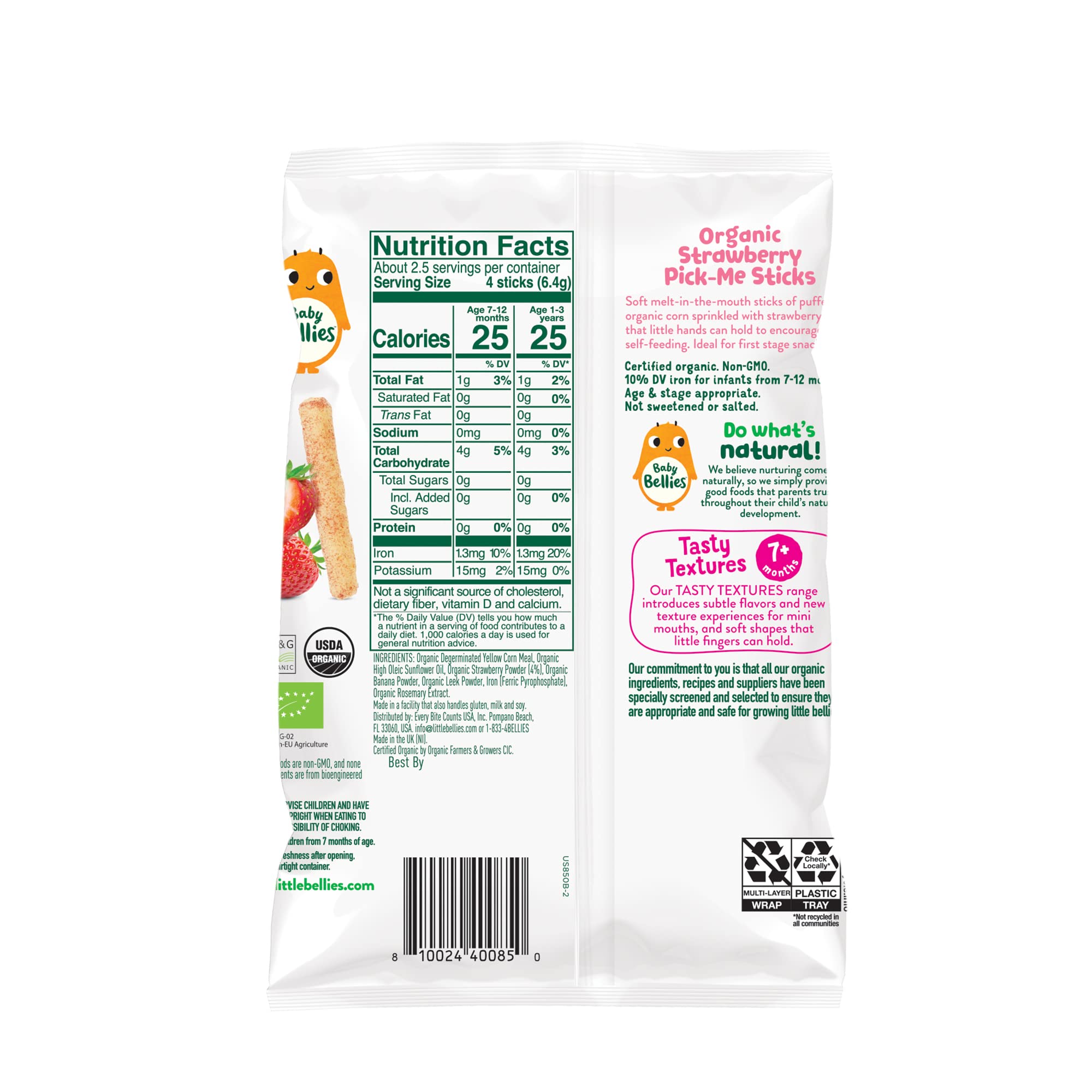 Snapklik.com : Little Bellies Organic Strawberry Pick-Me Sticks, Baby Snack