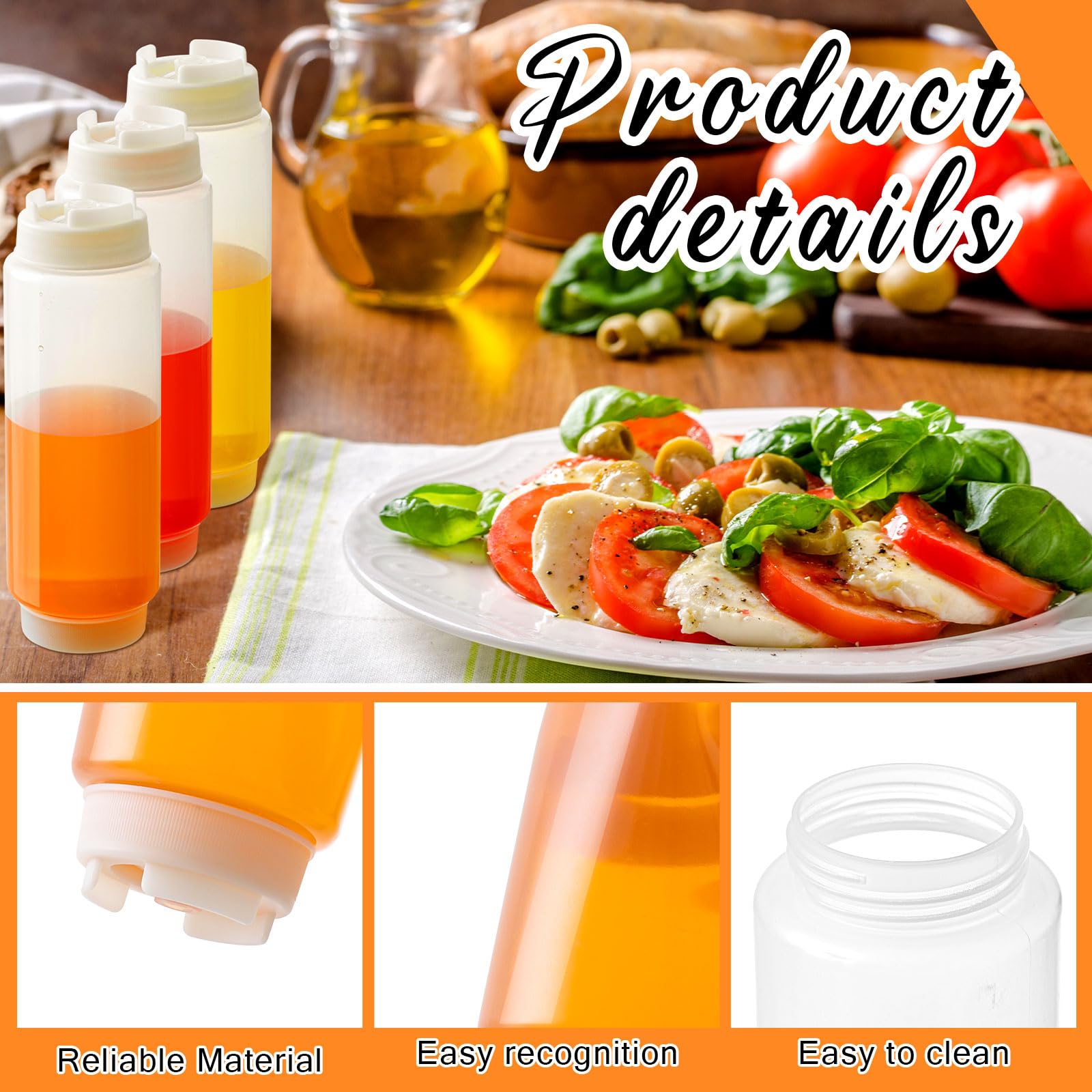 Snapklik.com : 8 Pcs 32 Oz Condiment Squeeze Bottles Restaurant Plastic ...