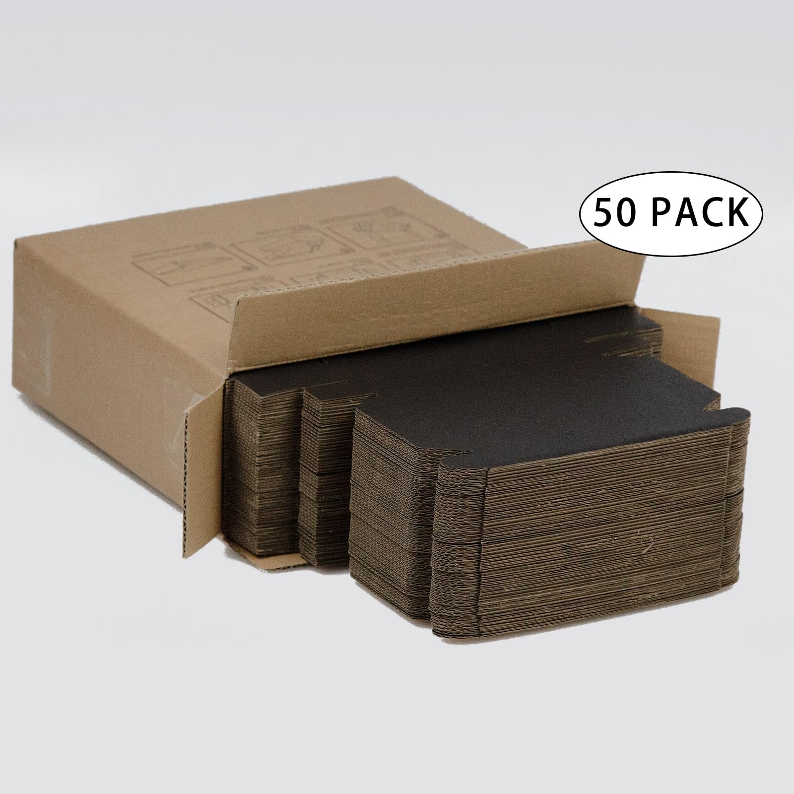 SUNLPH 50 Pack 6x4x1 Inches Small Shipping Boxes, Black Corrugated ...